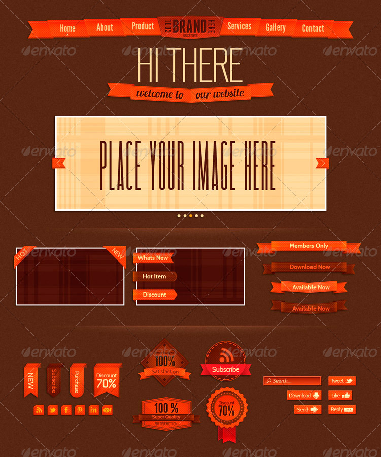 Retro Web Element, Web Elements | GraphicRiver